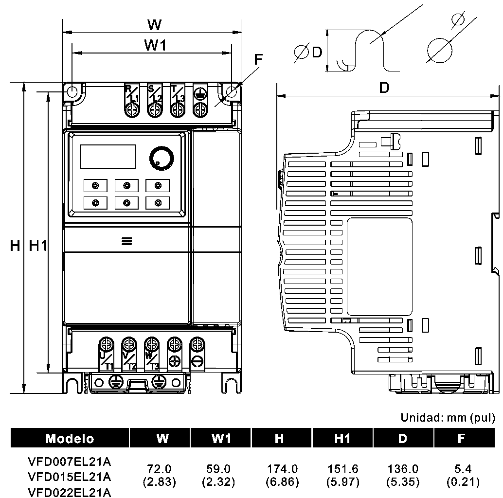 Variador de Frecuencia Monofásico 2,2 KW 220 V Delta VFD-EL-W - Zuendo